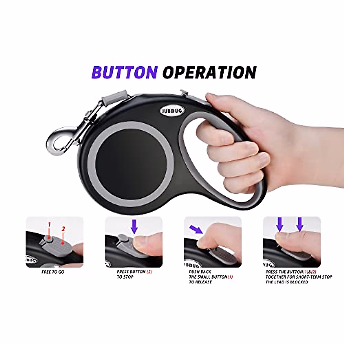 JUBDUG New Classic Retractable Dog Leash,26ft Dog Leash for Large Medium Small Dogs up to 110lbs, Heavy Duty Design with Anti-Slip Handle, One-Handed Quick-Lock Braking System.