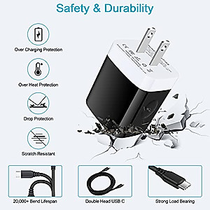 USB C Fast Charger 20W Type C Charger Block Wall Charger Adapter Box with 6ft Android Phone Charger Cable for Samsung Galaxy S22,S21,S20,S10,A03S,A13 5G,A53 5G,Z Flip/Fold 4,Pixel 7 Pro/7/6 Pro/6a/5