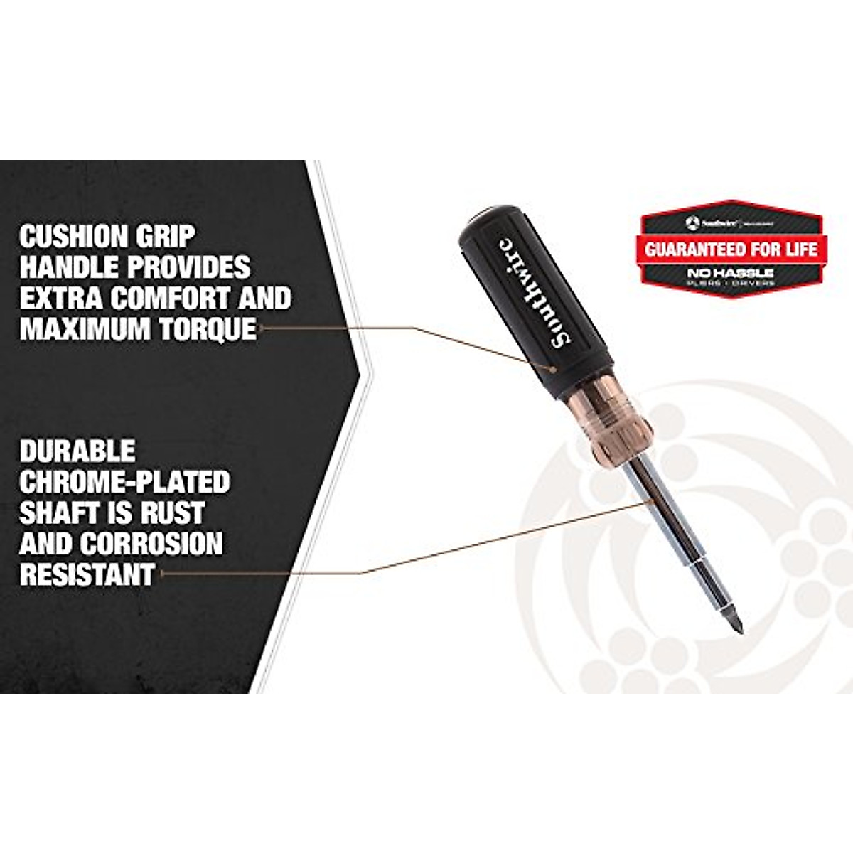 Southwire 59723940 12-In-1 Multi-Bit Screwdriver; Interchangeable Bits; Comfort Grip Handle; hex 1/4"; 5/16"; 3/8"; Phillips #1;2;3; slotted SL4-5;SL6-8;sl8-10; and square #1;2