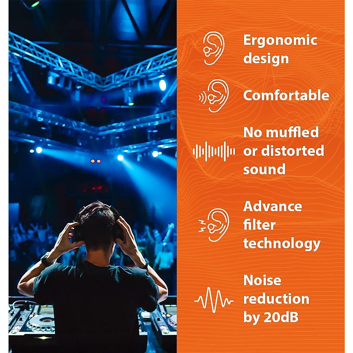 Westone TRU Universal WR20 Reusable Hearing Protection Filter Ear Tips - 20 dB Advanced Filter Technology (Smoke)