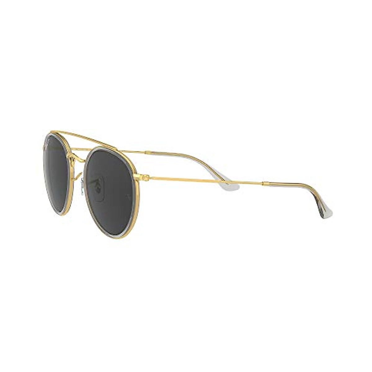 Ray-Ban RB3647N Double Bridge Round Sunglasses, Legend Gold/Polarized Black, 51 mm