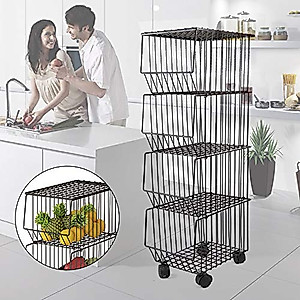 Cbhfmljd 4-Tier Wire Shelving Rack Shelf Household Kitchen Storage Metal Shelf Organizer, Non-Slip Pads and Removable Sliding, Waterproof and Ventilated for Pantry Closet Kitchen Laundry