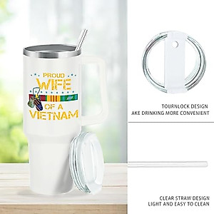 Proud Veteran Wife Wine Tumbler With Lid Cool Adults