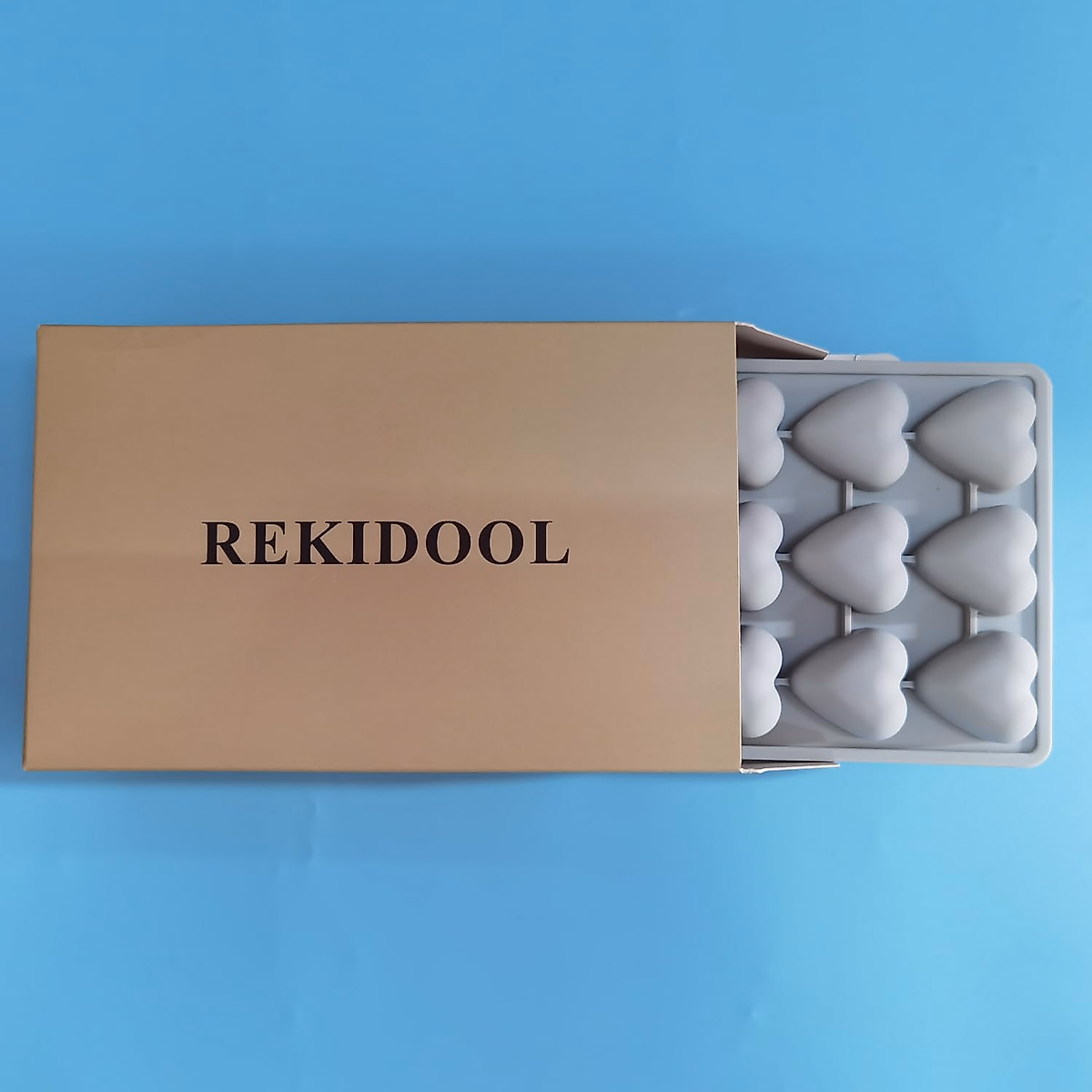 REKIDOOL 3 Pieces Candy and Chocolate Silicone Molds Set Non-stick Including Heart, Round, Square Baking Mold for Hard Candy, Gummy, Hot Caramel, Ice, Cake, Jello, Ganache (Blue)