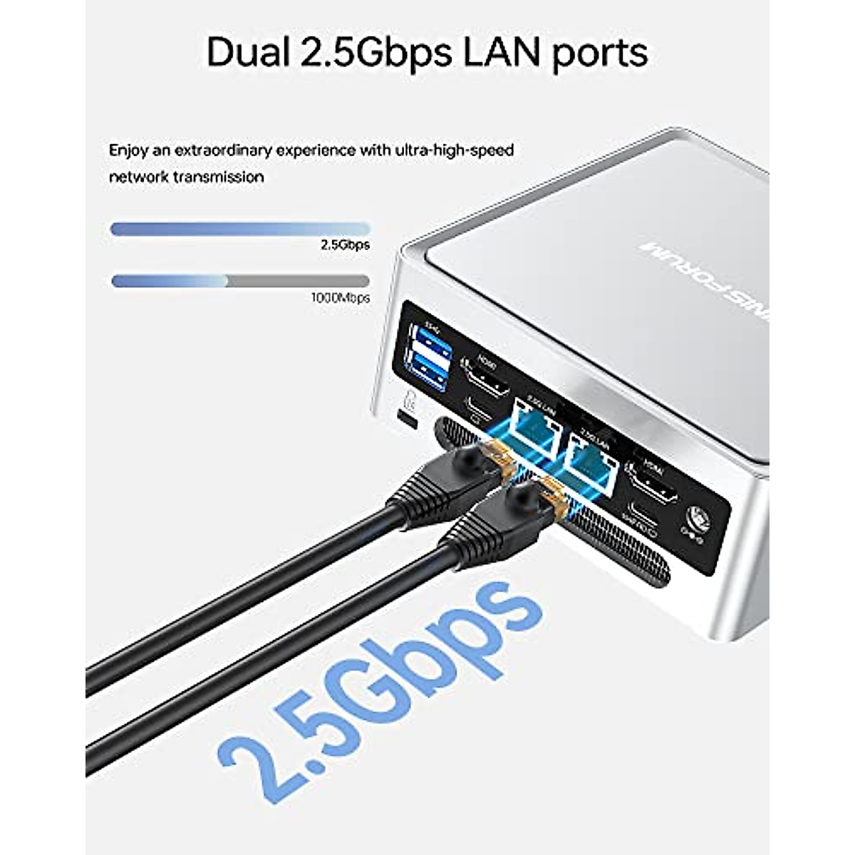 Mini PC NAB6 Intel Core i7-12650H,10 Cores 16 Threads,up to 4.7GHz 32GB RAM DDR4 512GB PCIe4.0 SSD Dual 2.5 G RJ45 LAN Mini Desktop Computer,2 x HDMI,7 x USB Port,WiFi 6,BT5.2