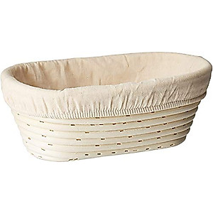 Set of 2 Oval (9.8 x 6 x 3.5 inch) Banneton Proofing Basket & Liner SUGUS HOUSE Brotform Dough Rising Rattan Handmade rattan bowl-Perfect For Artisan