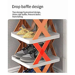 WUBY 6-Storey High Creative Folding X-Shaped Shoe Cabinet - Shoe Organizer & Storage Rack for Closet and Entryway, Free Standing Shoe Shelf Organizer (Blue)