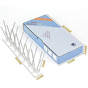 Bird Spikes, Stainless Steel Bird Spikes Bird Deterrent Spikes Stainless Steel Anti Bird Spikes for Fence Roof Window Bird Spikes for Pigeons and Other Small Birds Bird Spikes for Small Birds