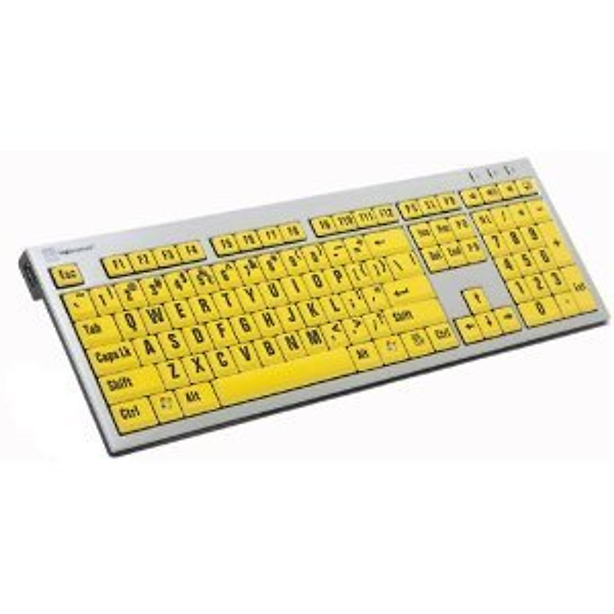 Logickeyboard Large Print Black on Yellow Keyboard Slim Line PC-Wired USB Plug Large Print Keyboard for Windows/PC - LKBU-LPRNTBY-AJPU