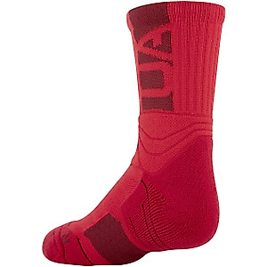 Under Armour Youth Playmaker Mid-Crew Socks, 1-Pair , Red/Cardinal , Small