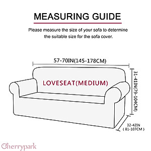 Cherrypark High Stretch Couch Cover for 2 Cushion Couch Universal Waterproof 2 Seat Sofa Covers Non Slip Sofa Slipcovers with Elastic Hem Living Room Furniture Protector (Medium, Blackish Green)