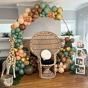 Green Brown Balloons 60 Pcs Jungle Safari Sage Green Brown Gold Cream Balloons Retro Khaki Brown Avocado Green Apricot Balloon for Boys Giraffe Woodland Animal Baby Shower Birthday Party Decorations