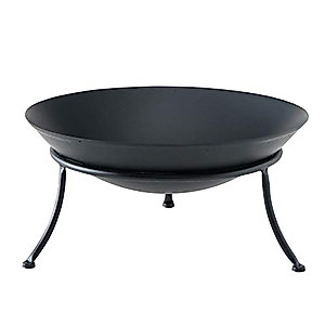 WHW Whole House Worlds 2 Piece Americana Fire Pit Set, Wide Bowl, Raised Tripod Stand, Vintage Style Smithy Black, Smooth Finish, Iron, 18.5 Diameter x 9 H Inches (47.0 D x 23.0 H cm)