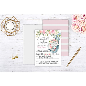 Your Main Event Prints Elephant Girl Baby Shower Invitations, Peanut Baby Shower Invites with Diaper Raffles Cards, Sprinkle, 20 Invites