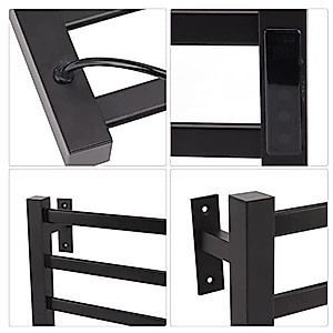 Fafeicy Digital Display Electric Heated Towel Rack with Thermostat, Wall Mounted for Bathroom, Punch Free Installation