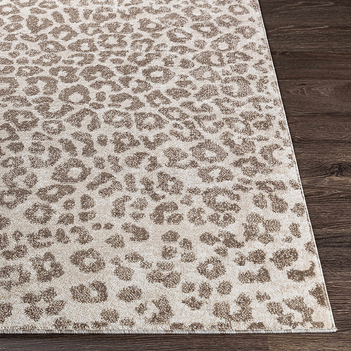 Hauteloom Bonhill Modern Animal Print Area Rug for Living Room, Bedroom, Dining Room - Bohemain Leopard Print Carpet - Tan, Terracota, Brown, Beige, Ivory - 5'3" x 7'3" (5x7)