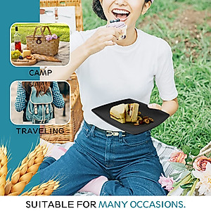 Teivio 16-piece Plastic Wheat Straw Square Dinnerware Set for 4, Unbreakable Dinner Plates, Salad Plates, Snack Bowls, Tumblers 20 oz, Dishwasher Safe, Black Matte