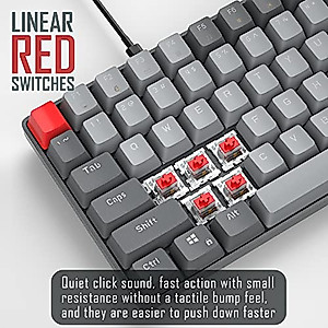 84 Keys Mechanical Gaming Keyboard, Compact Gray Gaming Keyboard with Linear Red Switches, Wired Detachable Type-C Cable Mini Keyboard with Blue Light for Windows/Mac/PC/Laptop