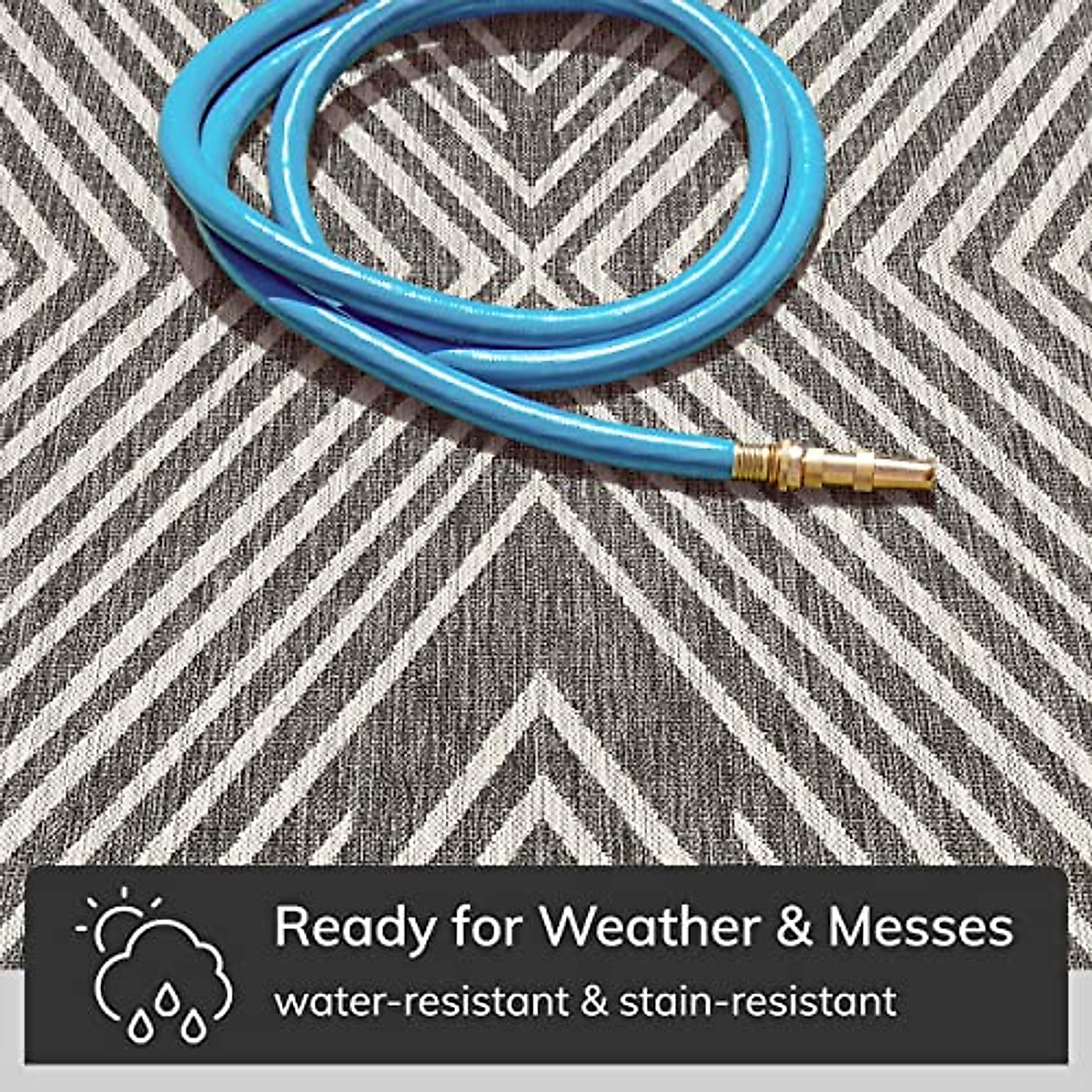 Well Woven Kesia Black Indoor/Outdoor Flat Weave Pile Chevron Stripes Geometric Pattern Area Rug 8x10 (7'10" x 9'10")