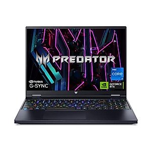 Acer Predator Helios 16 Gaming Laptop | 13th Gen Intel Core i7-13700HX | NVIDIA GeForce RTX 4070 | 16" 2560 x 1600 240Hz G-SYNC Display | 16GB DDR5 | 1TB Gen 4 SSD | Killer Wi-Fi 6E | PH16-71-72YG , Black