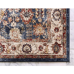 Unique Loom Utopia Collection Traditional Classic Vintage Inspired Area Rug with Warm Hues, 9' x 12' 2" Rectangle, Light Blue/Burgundy