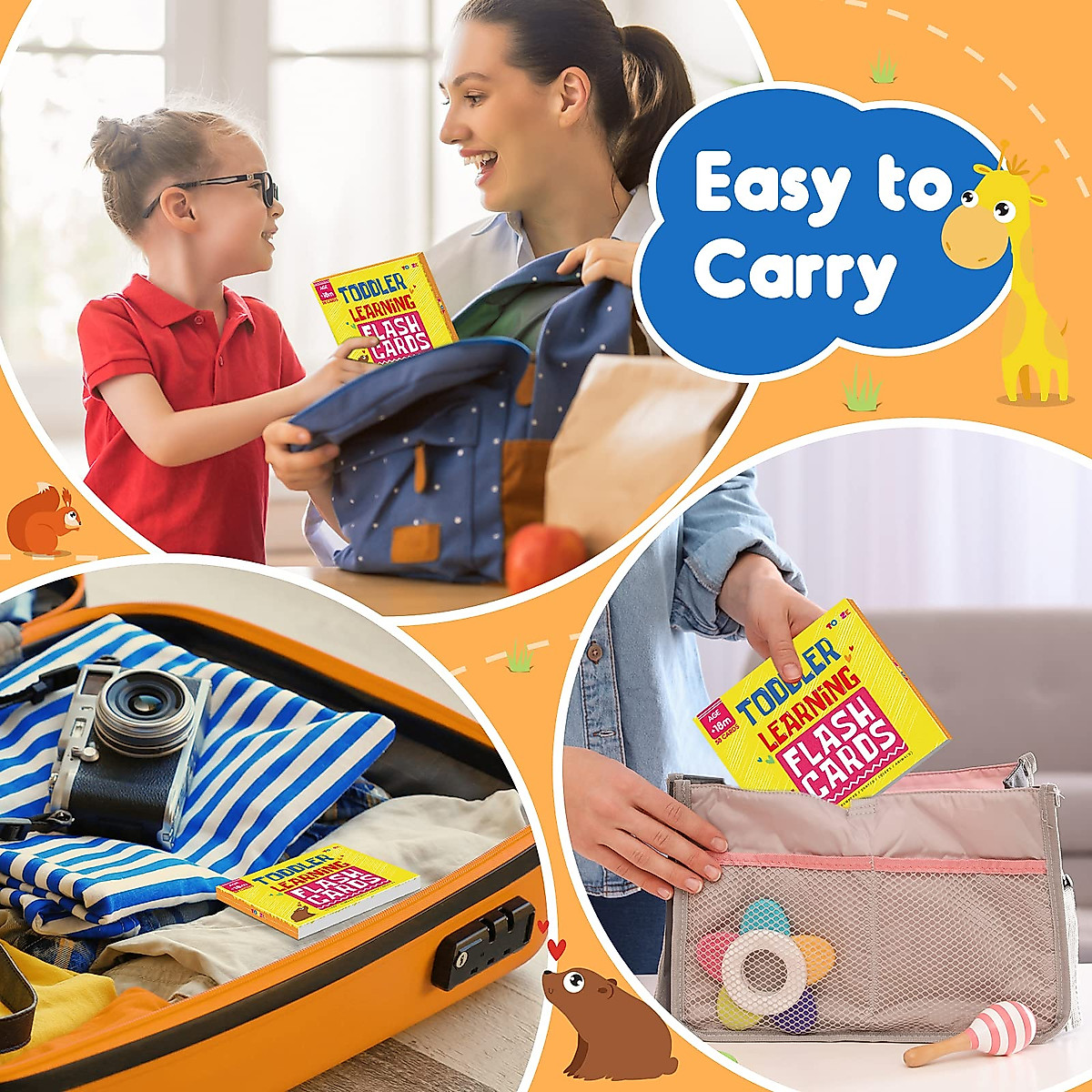 Flashcards Learning Toys for Toddlers 1-6 Years, Educational Toys for Preschool Learning Colors Shapes Numbers Animals Alphabet Flashcards for Kids Christmas Stocking Stuffers Gifts