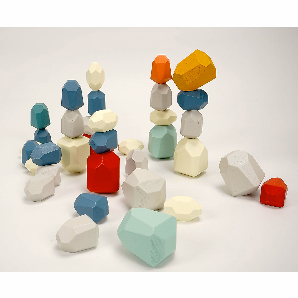 moderngenic Wooden Balancing Stacking Stones, 36pcs Wood Rocks, Building Blocks Set, Sorting and Stacking Games, Lightweight Natural Colorful Toys, Preschool Learning Educational Puzzle Toy