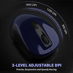LeadsaiL Wireless Computer Mouse, 2.4G Portable Slim Cordless Mouse Less Noise for Laptop Optical Mouse with 4 Buttons, USB Mouse for Laptop, Desktop, MacBook