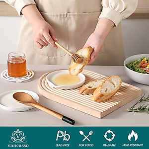 vancasso Starry Spoon Rest for Kitchen, 5.5 Inch Ceramic Spoon Rest for Stove Top, Spoon Holder for Kitchen Counter, Heat-Resistant and Dishwasher Safe, 2 Pack, White