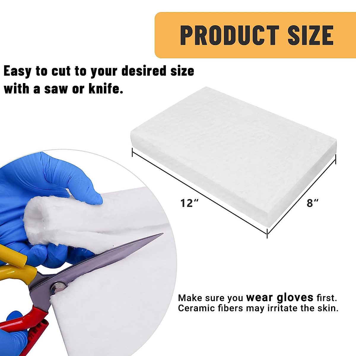 6 Pieces Ceramic Wool Sponge Replacement for Tabletop Fire Pit Bowl to Extend Burning Time - Ceramic Wool Wick Insulation for Bioethanol Fuel Fireplace (12" D x 8" W x 2" H)