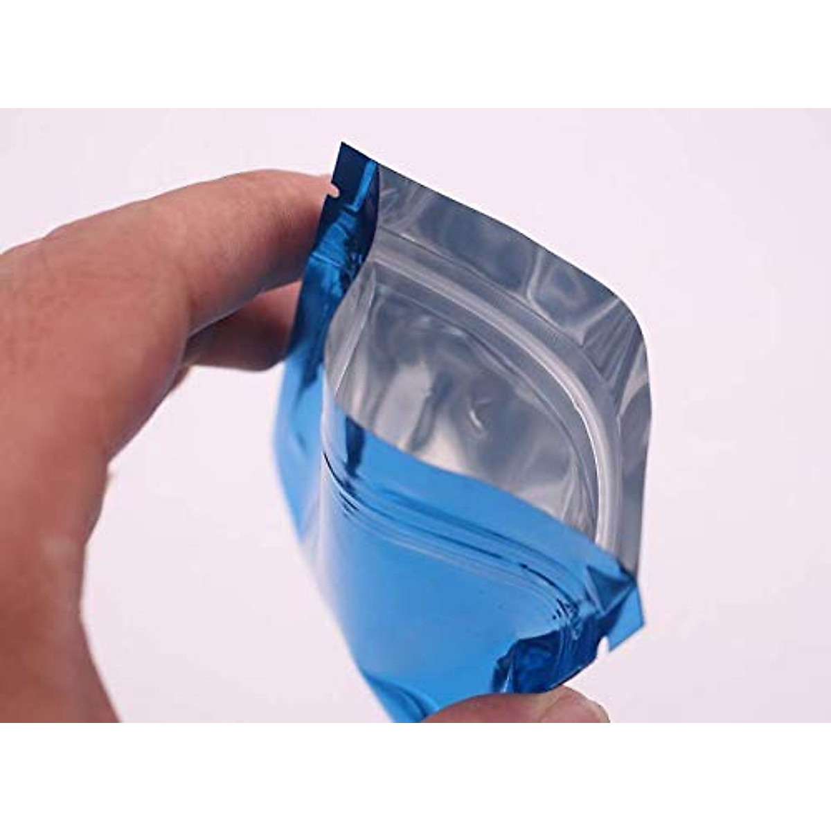 100PCS Reuseable Aluminum Foil Self Sealing Zip Mylar Packing Pouch Package Bags Heat Seal Food Storage Bag with Tear Notches Food Grade Pouches Bag for Candy Tea Sugar (Color Random) (7.5x10cm)