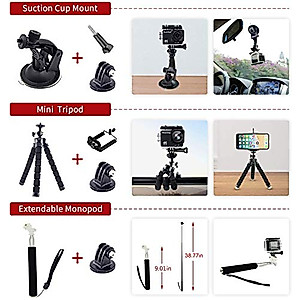 MOUNTDOG Action Camera Accessories Kit for GoPro Hero 10 9 8 7 6 5 4 3+ 3 Hero Session 5 Black Accessory Bundle Set for Yi AKASO Apeman SJ4000 DBPOWER WiMiUS QUMOX Campark Action Camera Accessory