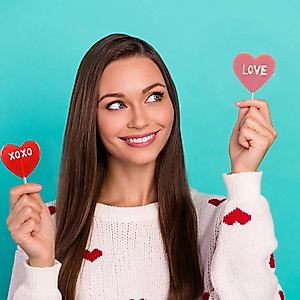 Fruidles Valentine's Day Lollipop Sucker, Red Lips, Be Mine & Love You Heart Suckers, Individually Wrapped (24-Pack)