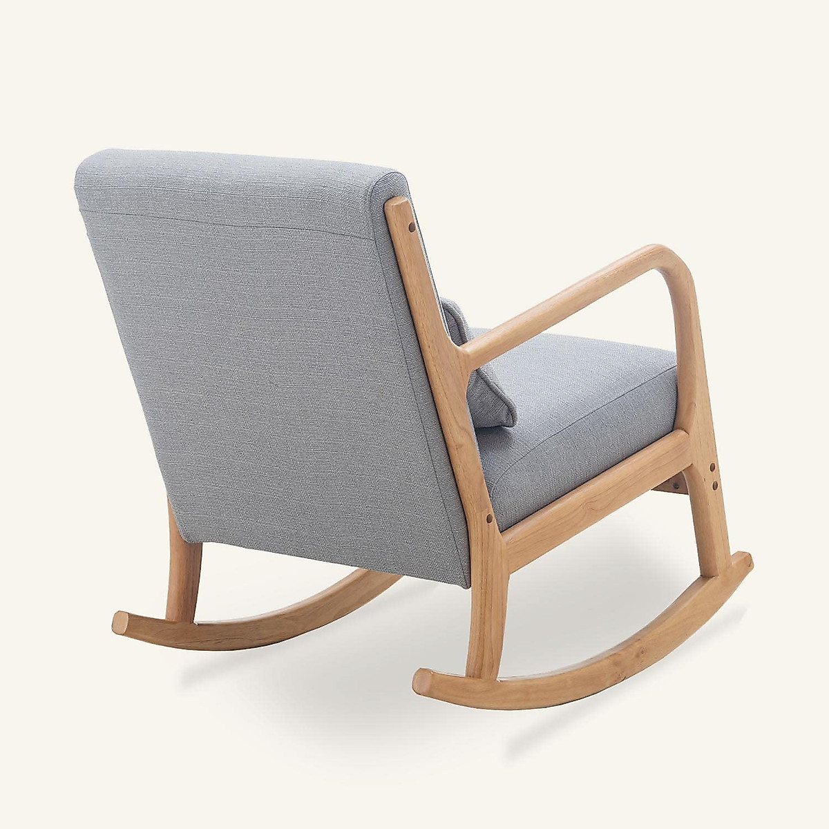 Altrobene Modern Rocking Chair, Accent Chair Glider Rocker, Lazy Lounge Arm Chair for Baby Nursery/Living Room/Bedroom, Grey, Waist Pillow Included