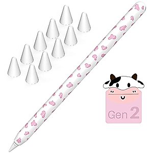 NIUTRENDZ Cow Print Case for Apple Pencil 2nd Generation Case Cover Silicone Protective Sleeve Skin Accessories with 10pcs Apple Pencil Tips Cover (Pink)