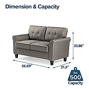 ZINUS Sayan Loveseat Sofa / Easy, Tool-Free Assembly, Sand Grey