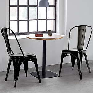 LSSBOUGHT Patio Dining Chairs set of 4 Metal Chairs Indoor Outdoor Chairs Stackable Chairs for Kitchen, Dining Room, Bistro and Cafe (black)