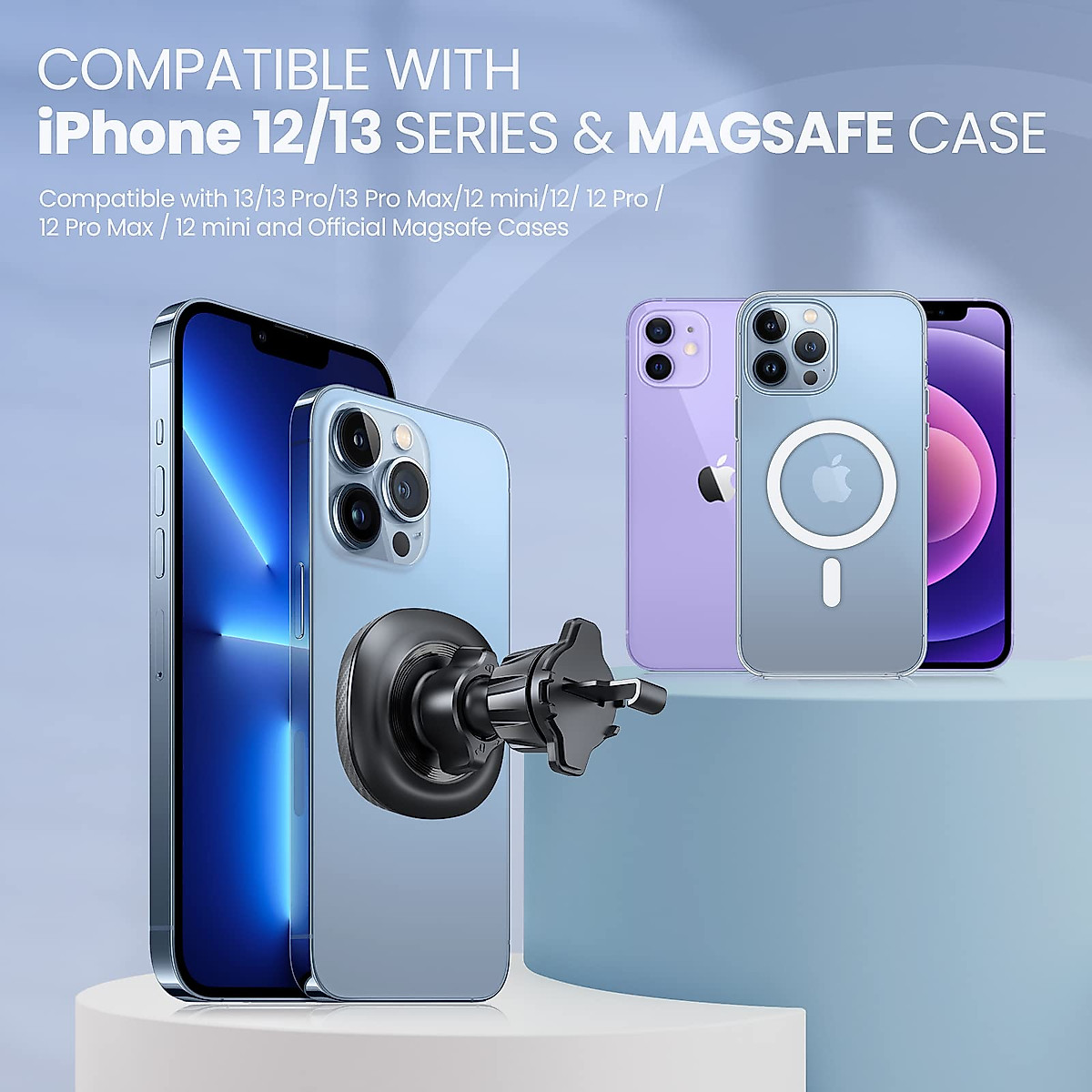 1Zero Compatible for MagSafe Car Mount [16 Super Strong Magnets] Magnetic Phone Holder for Car Dashboard Vent Hands-Free iPhone Car Mount Holder for iPhone 14 13 12 Pro Plus Max Mini MagSafe Case