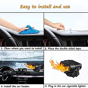 12V Car Heater, 150W Electionic Auto Defrost Defogger, 2 in 1 Portable Heating/Cooling Fan for Truck, 3-Outlet, Plug Into Cigarette Lighter, 360 Degree Rotary-2022 Upgraded