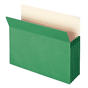 Smead File Pocket, Straight-Cut Tab, 5-1/4" Expansion, Letter Size, Green, 10 per Box (73236)