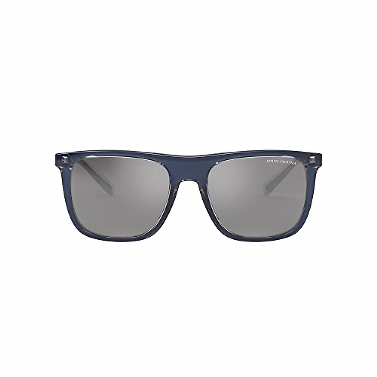 A|X ARMANI EXCHANGE Men's AX4102SF Low Bridge Fit Square Sunglasses, Shiny Blue/Silver Mirrored, 57 mm
