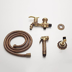ifgswopq Handheld Bidet Sprayer for Toilet,Antique,Bidet Sprayer Kit for Toilet,Bidet Sprayer for Toilet from Sink,All Copper Multi-Function Bidet Pressurized Flushing,Antique A (Antique a