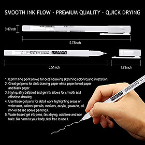 PANDAFLY White Gold Silver Gel Pens, 0.8 mm Extra Fine Point Metallic Gel Ink Pens for Black Paper Drawing, Sketching, Illustration, Card Making, Bullet Journaling, Pack of 8