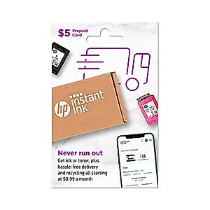 HP Instant Ink $5 Prepaid Card - The Smart Ink and Toner Subscription Service with Big Savings Passed on to You