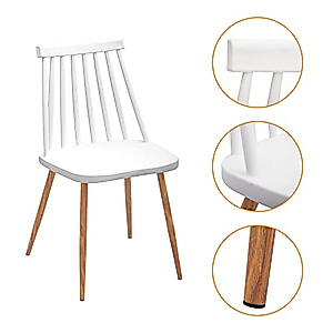 CangLong Spindle Plastic Seat and Back with Metal Leg Side Dining Chair (Set of 2), White