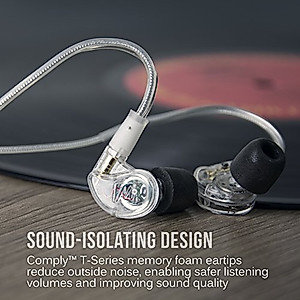 MEE audio M6 PRO In Ear Monitor Headphones for Musicians, 2nd Gen Model With Upgraded Sound, Memory Wire Earhooks & Replaceable Cables, Noise Isolating Professional Earbuds, 2 Cords Included (Clear)