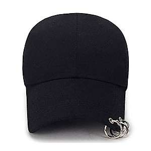 OVOY- Kpop Hat Ring Baseball-Cap - Suga-Snapback Baseball Cap Iron Rings (Black)