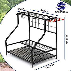 Garden Tool Organizer for Garage, Garden Tool Rack, Tool Organizers and Storage, up to 58 Long-Handled Tools, Garage Organizer, Yard Tool Holder for Garage, Shed, Outdoor, Garden tool stand, Black