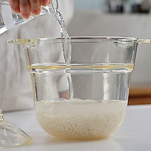 HARIO XRCP-1 1 Single Serving Restaurant, Heat Resistant Glass, Visible Contents, Easy Cooking, 10 Minutes, Home Rice, Single Use, Clear, Present, Gift