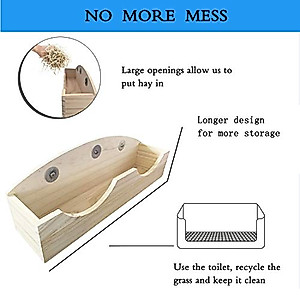 Hamiledyi Rabbit Hay Feeder, Bunny Food Manger Wooden Hay Manger Rack Grass Holder for Guinea Pig Chinchilla Hamster